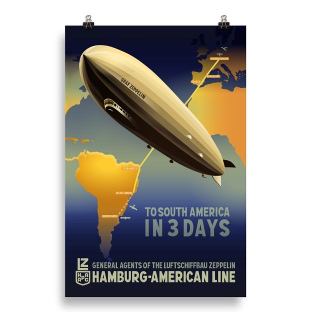 Enhanced Graf Zeppelin South America Travel Poster | Airship Advocate